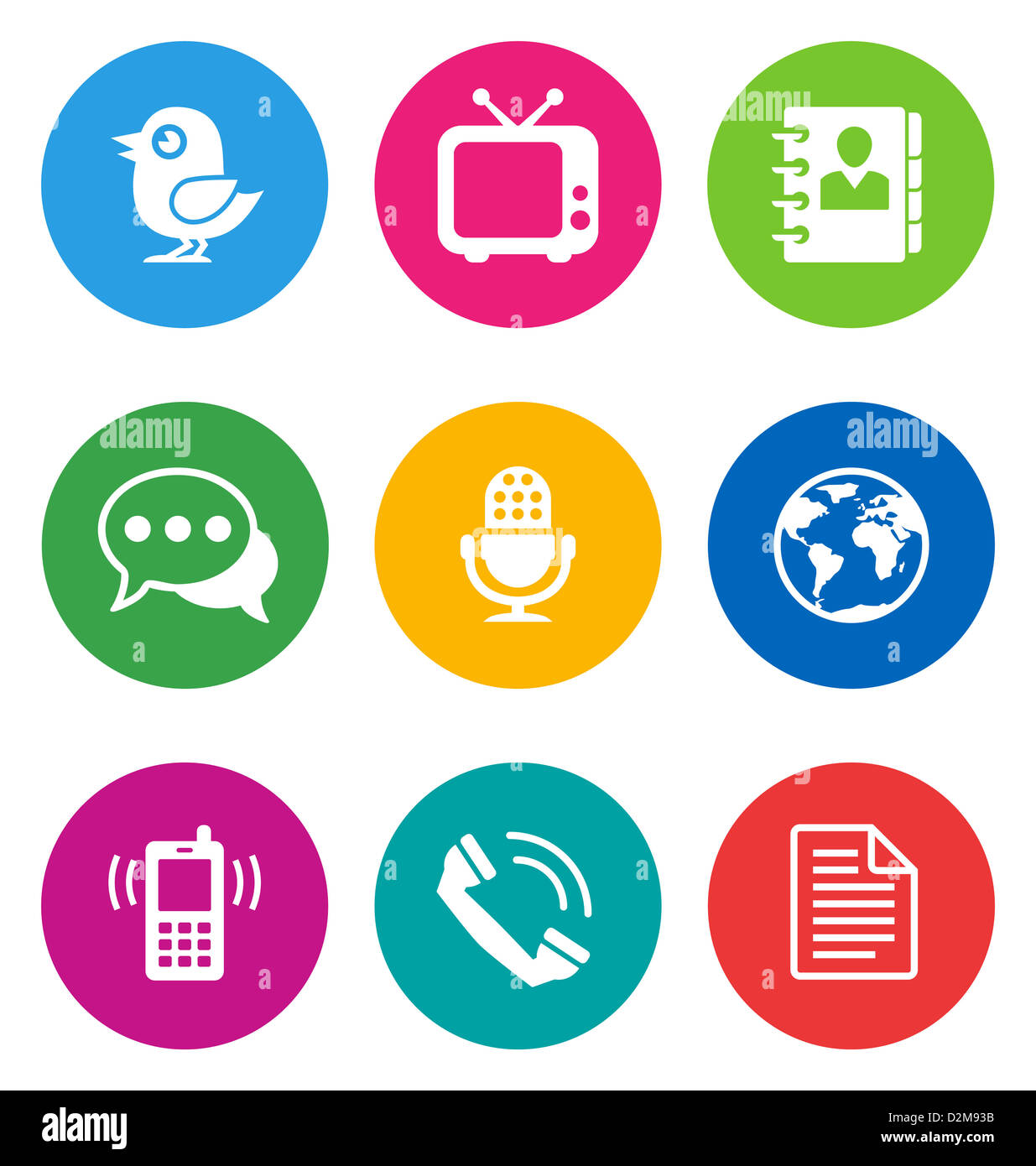 color circular communication icons isolated on white background Stock ...