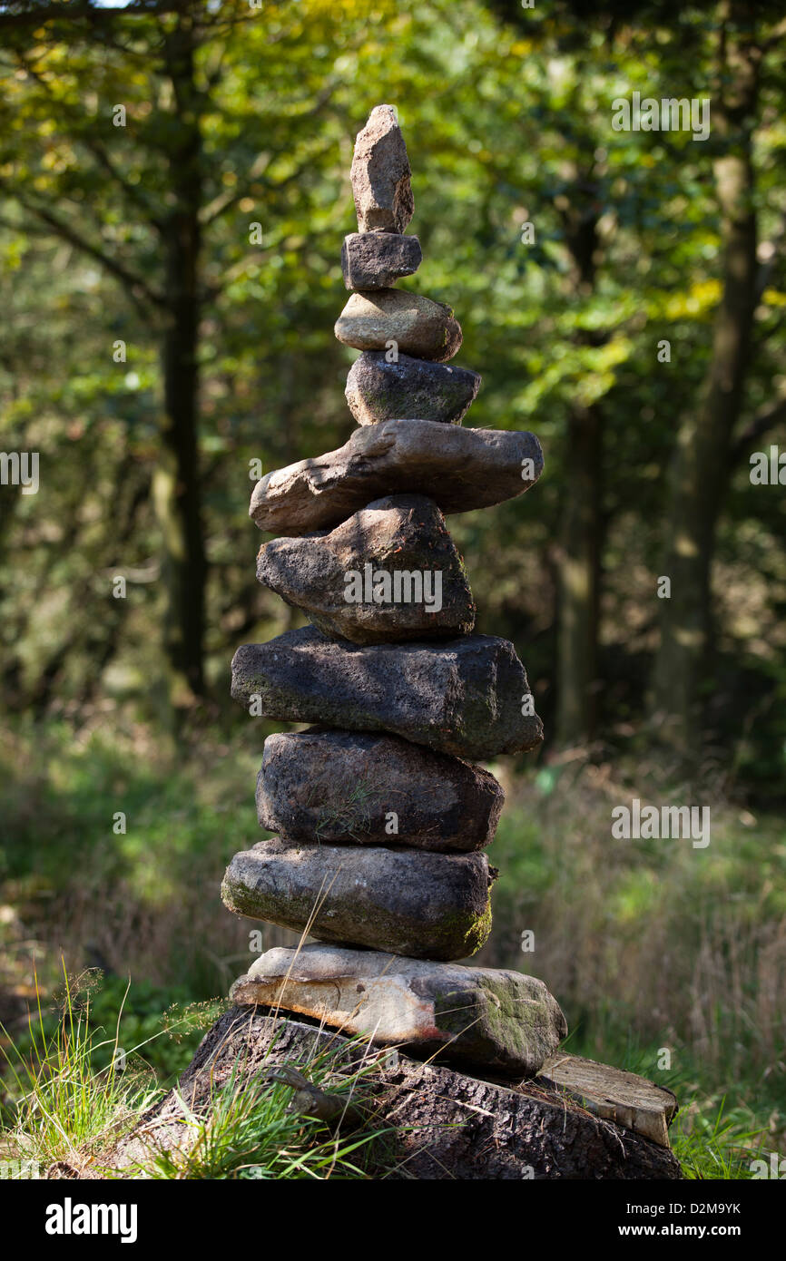 Rock balancing at a country park Stock Photo - Alamy