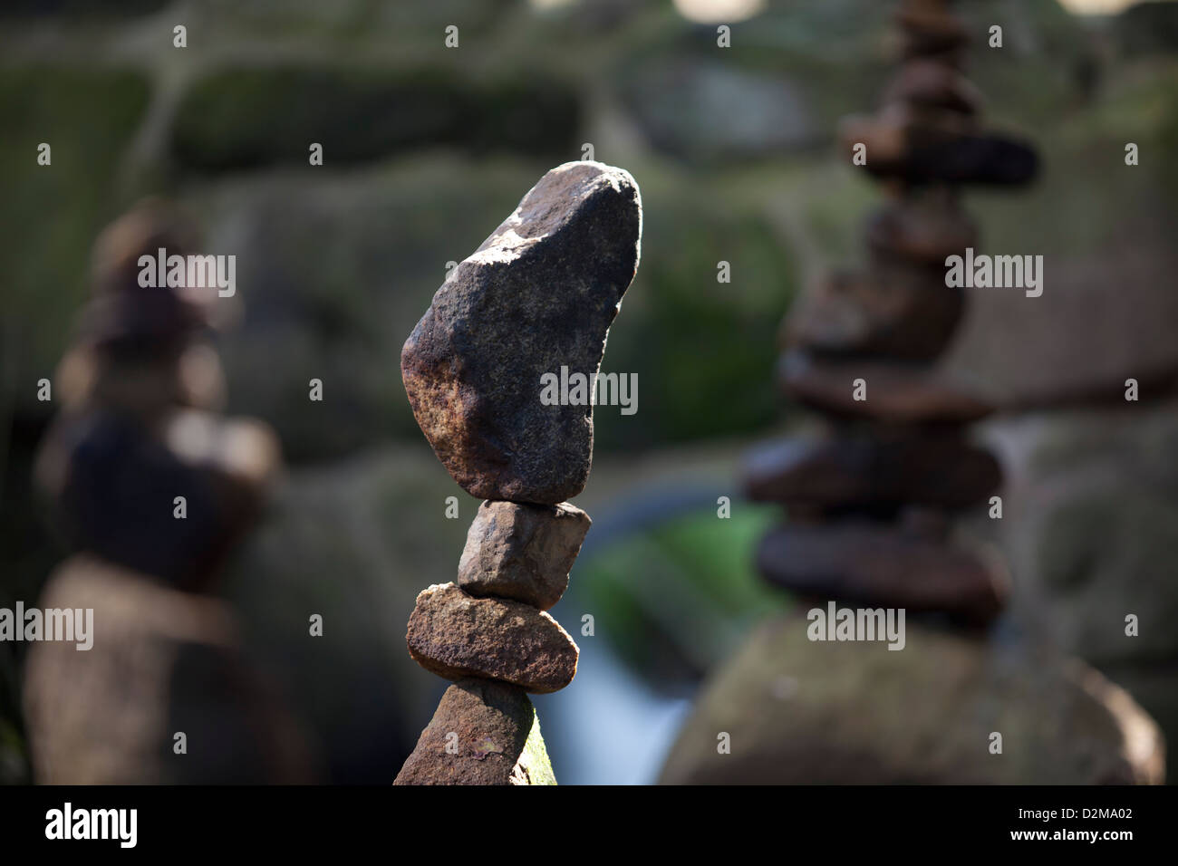 Rock balancing at a country park Stock Photo - Alamy