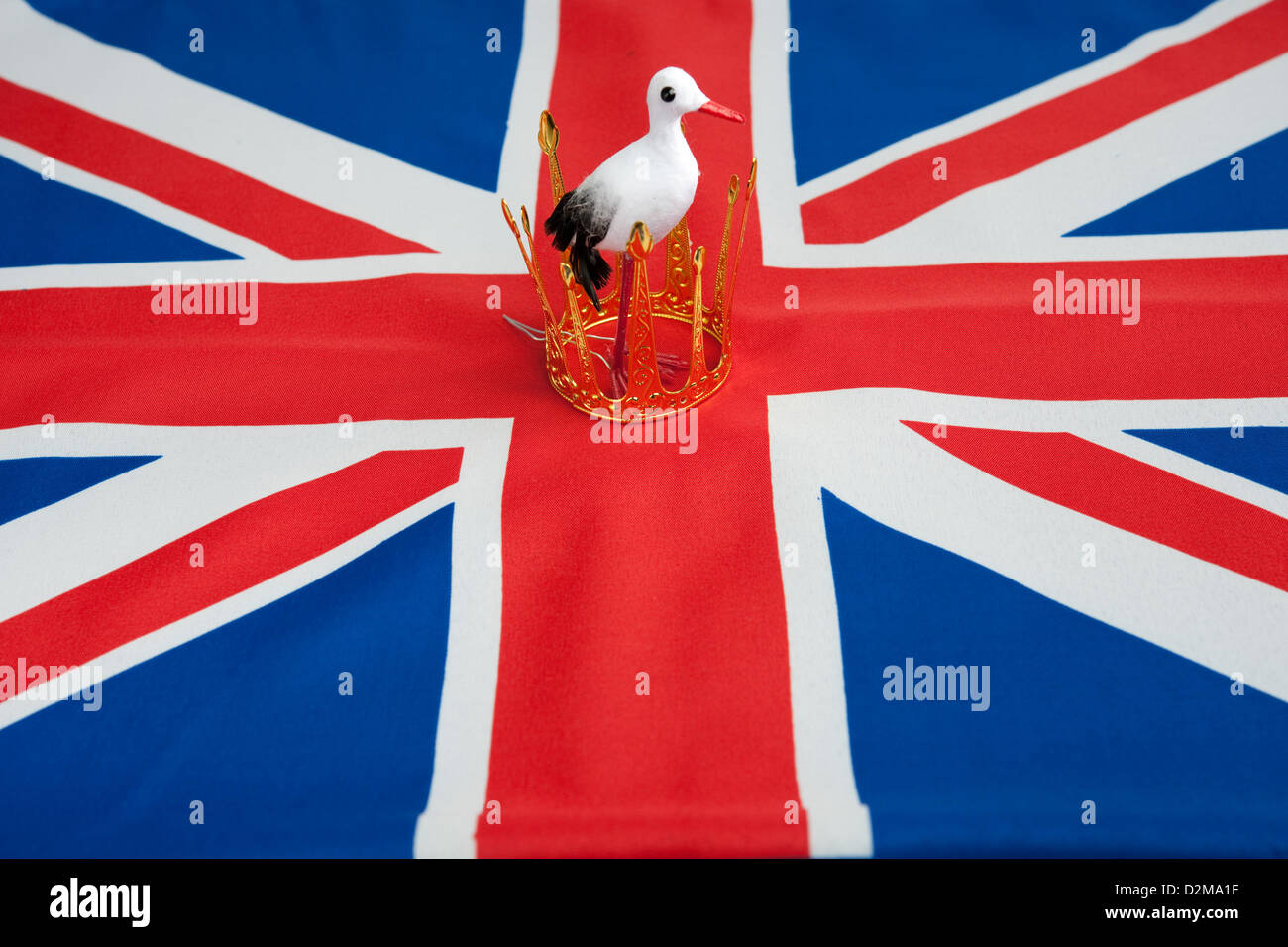 Symbolic picture of a Stork and a crown on the british flag Stock Photo ...