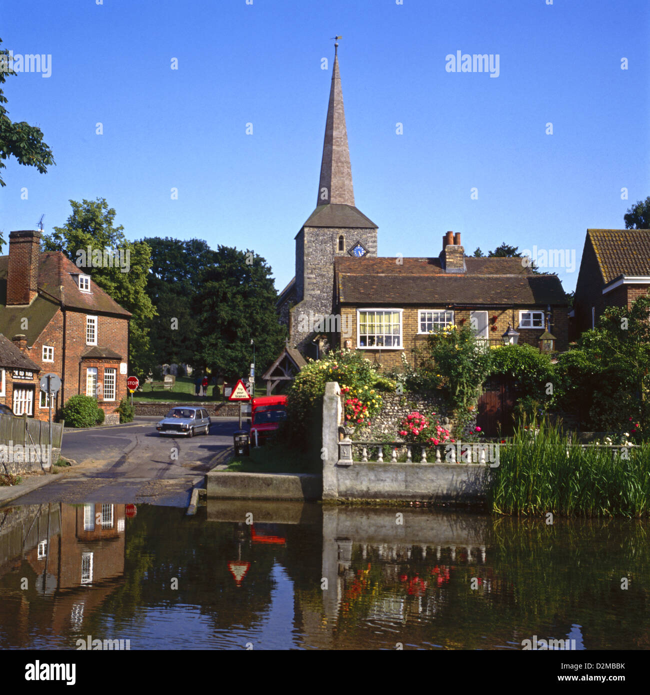 River Darent and church at Eynsford, Kent Stock Photo - Alamy