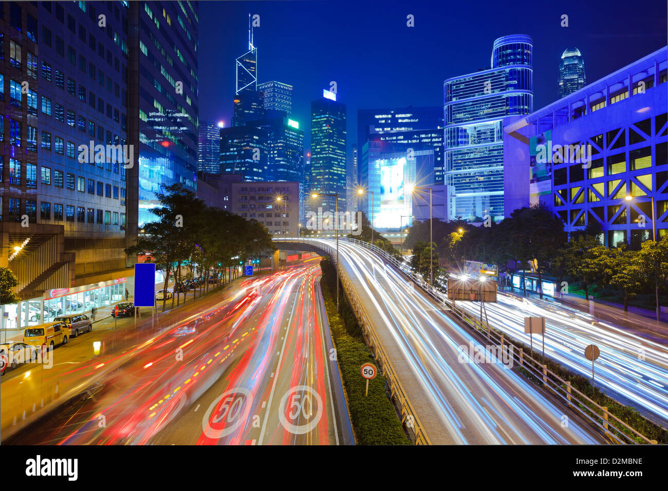Traffic in city at night Stock Photo - Alamy