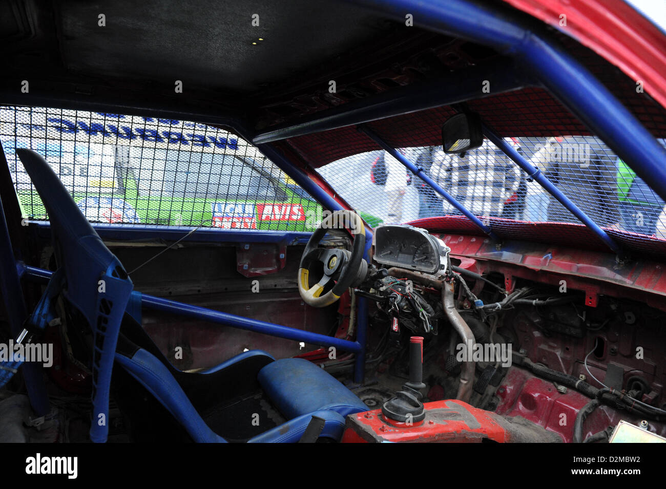 A car for the auto ice speedway is pictured in the paddock for ice ...
