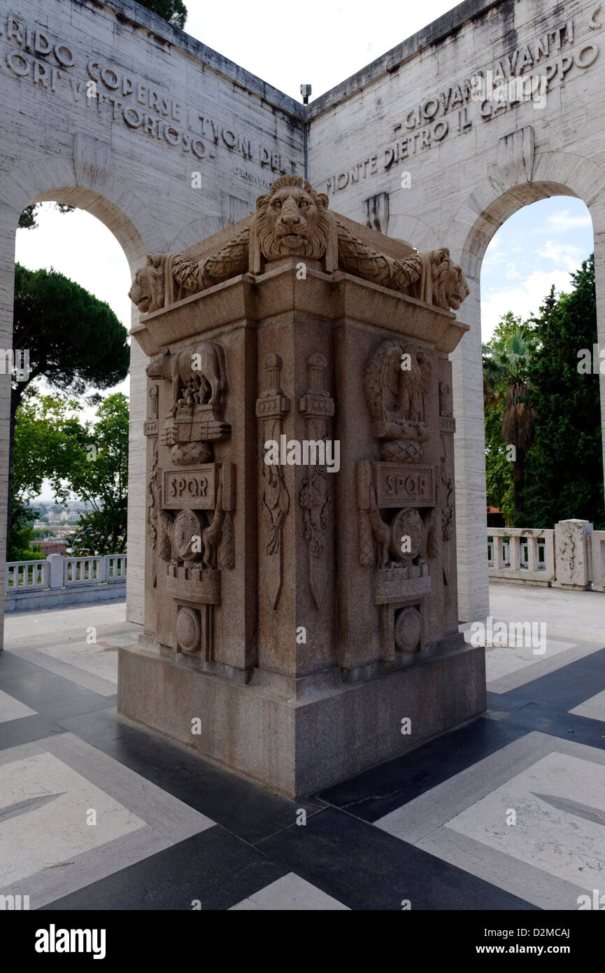 Rome. Italy. View of the stone altar with carved depictions of Roman ...