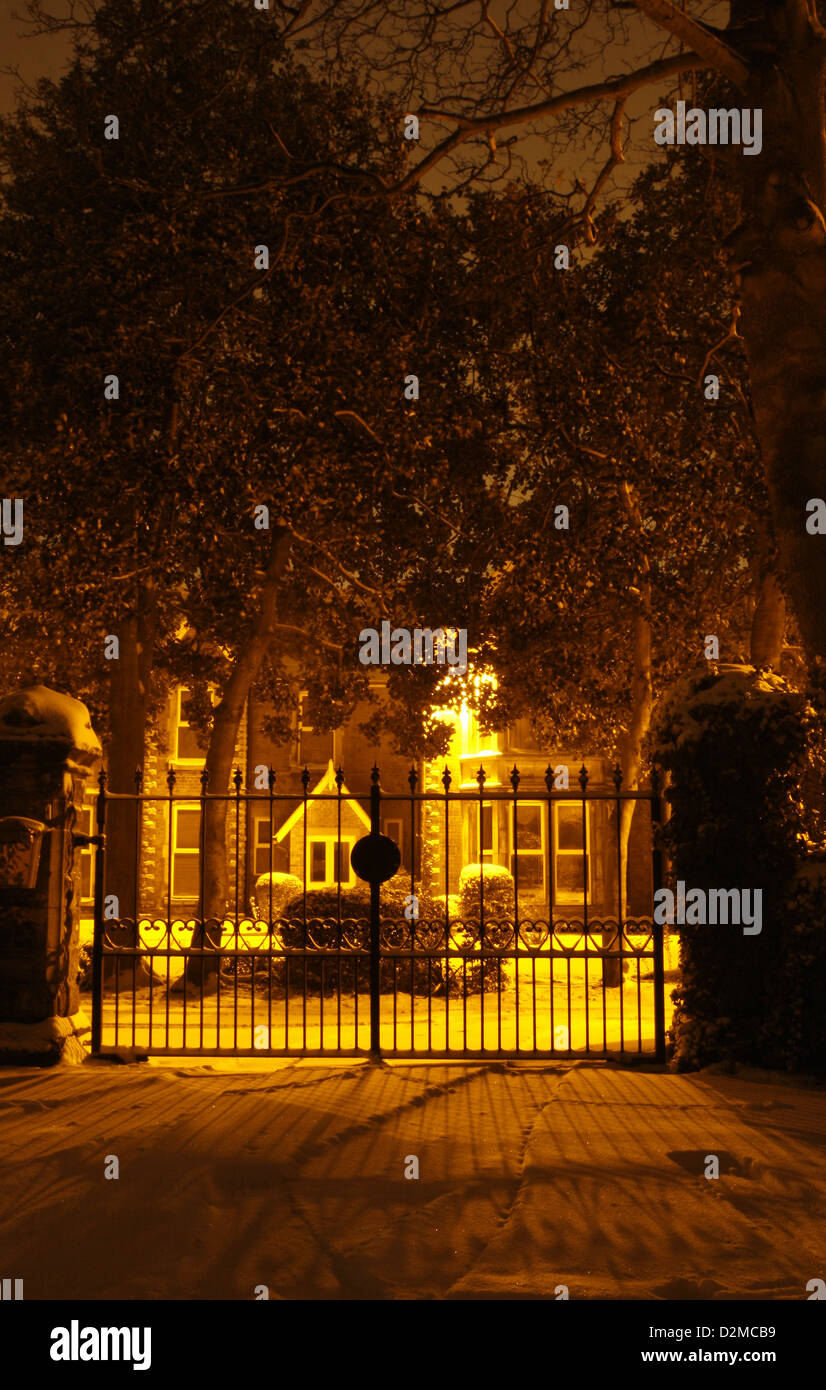 closed iron gates of house. Worksop,Notts, England, UK Stock Photo - Alamy