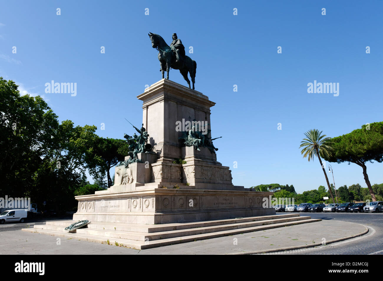 Rome. Italy. View of the 1895 Giuseppe Garibaldi monument Janiculum ...