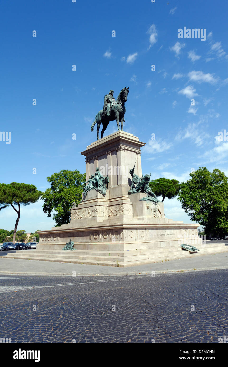 Rome. Italy. View of the 1895 Giuseppe Garibaldi monument Janiculum ...