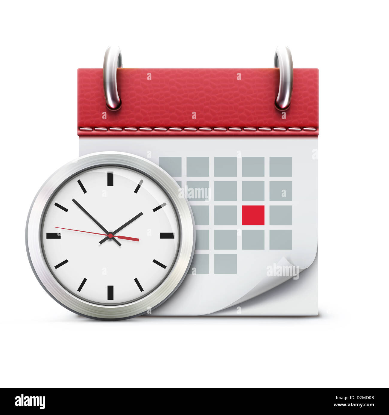 timing concept with classic office clock and detailed calendar icon ...