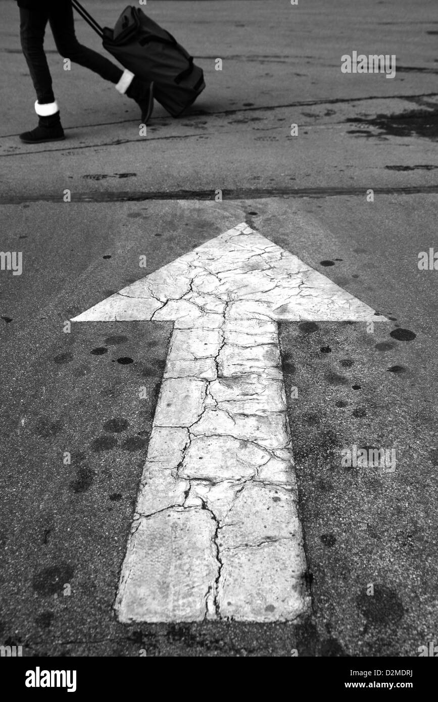 Woman walking road sign Black and White Stock Photos & Images - Alamy