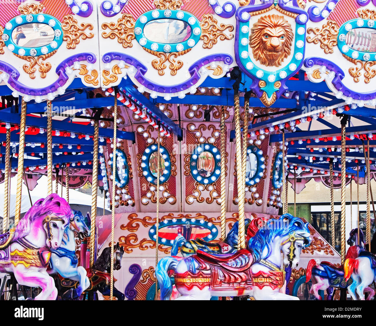 merry-go-round in city center at Christmas time Stock Photo - Alamy