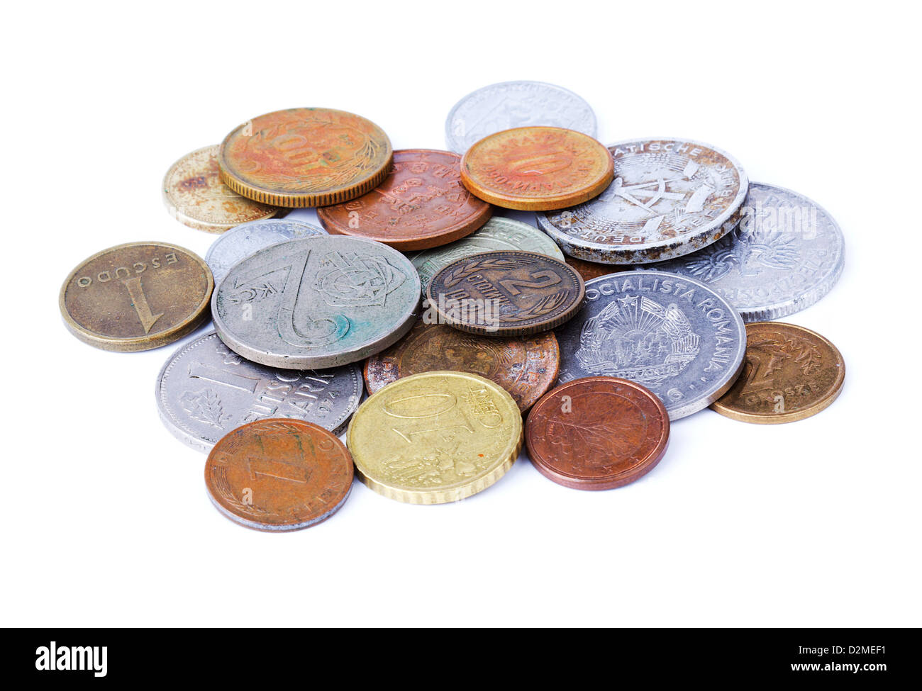 Old coins isolated over white Stock Photo - Alamy