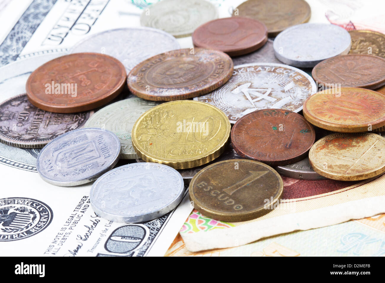Old coins and 10 euro cents Stock Photo - Alamy