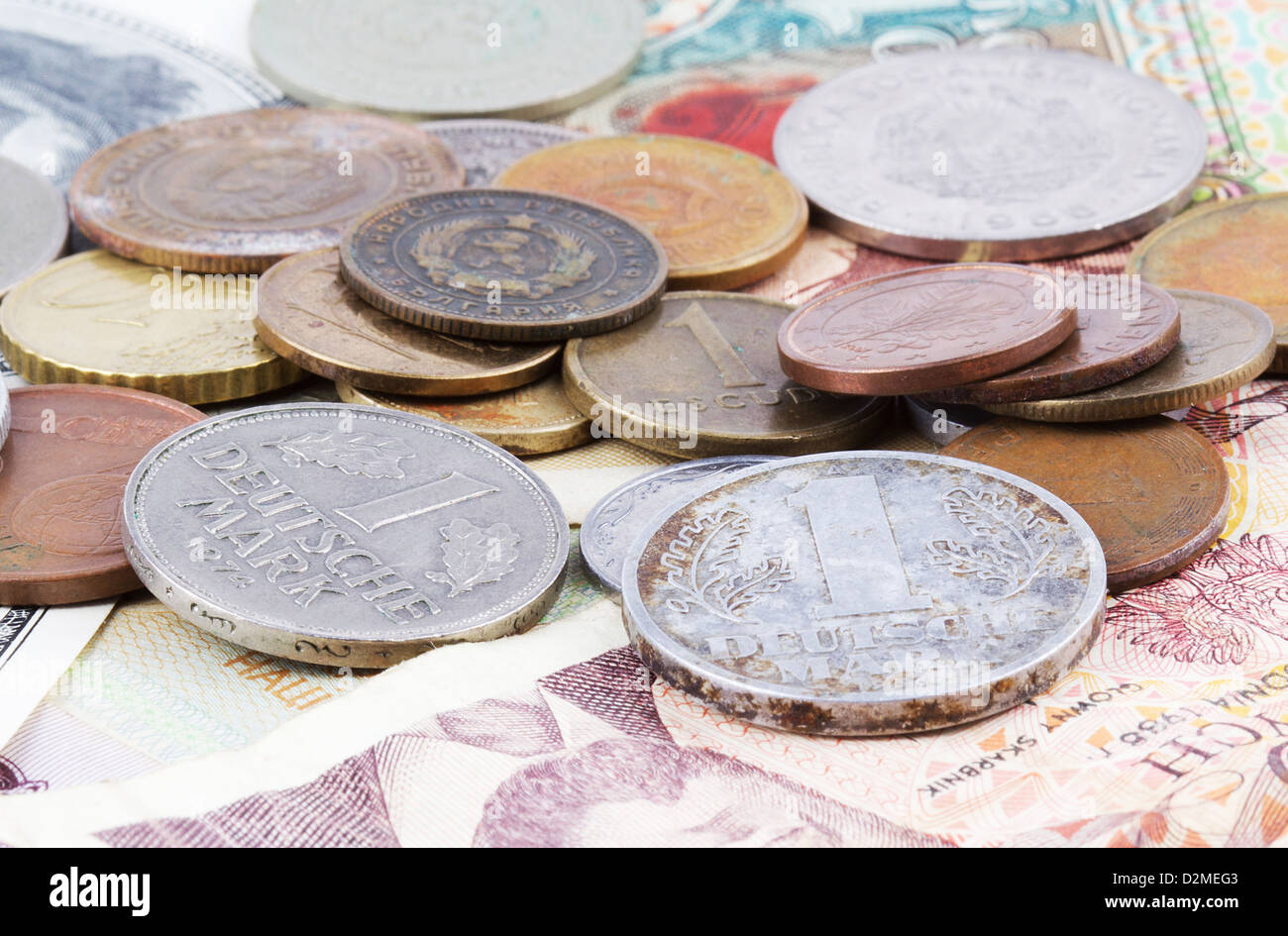Old European coins. Money background Stock Photo - Alamy