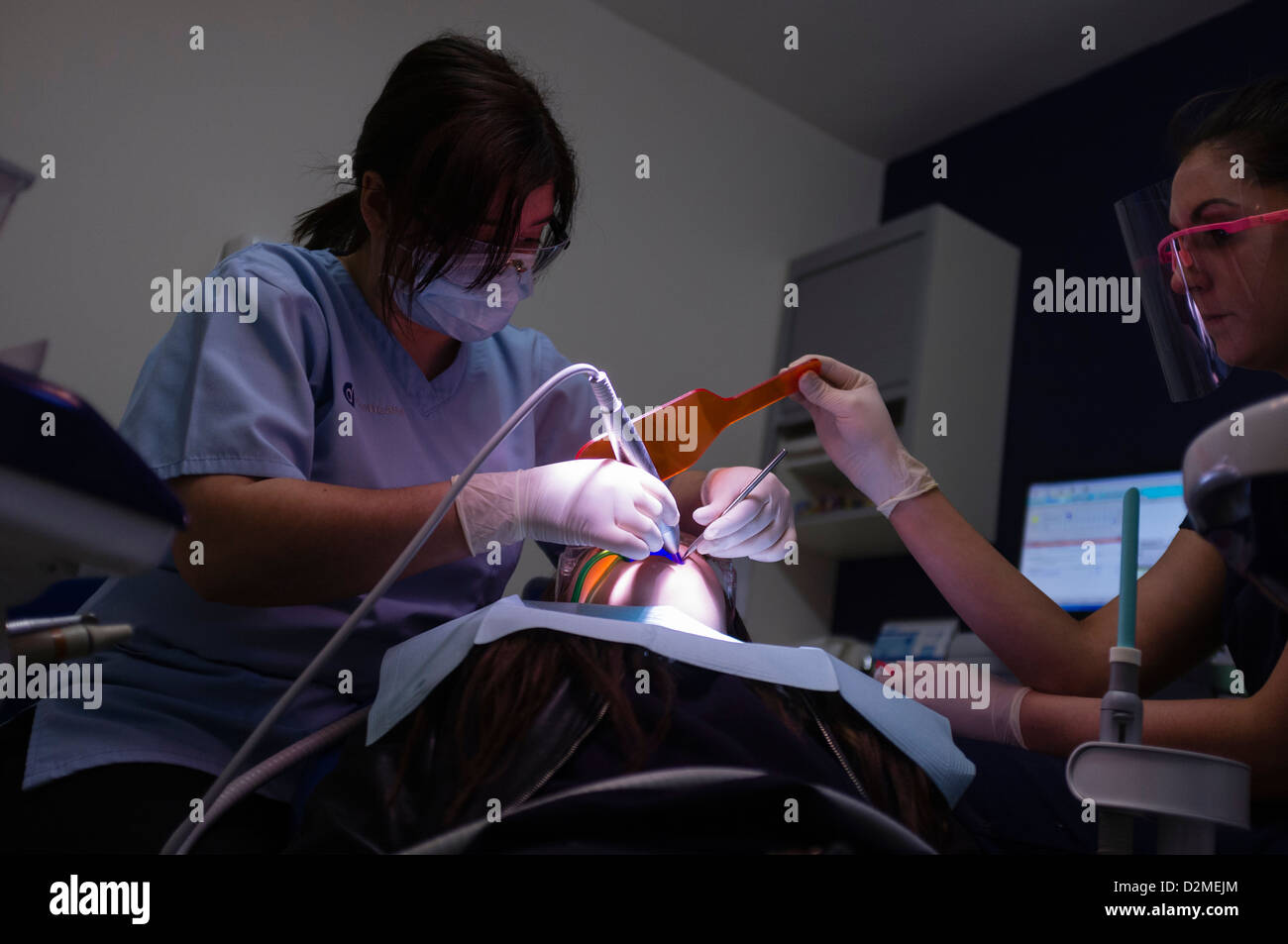 A teenage girl having fillings in her teeth at a National Health ...