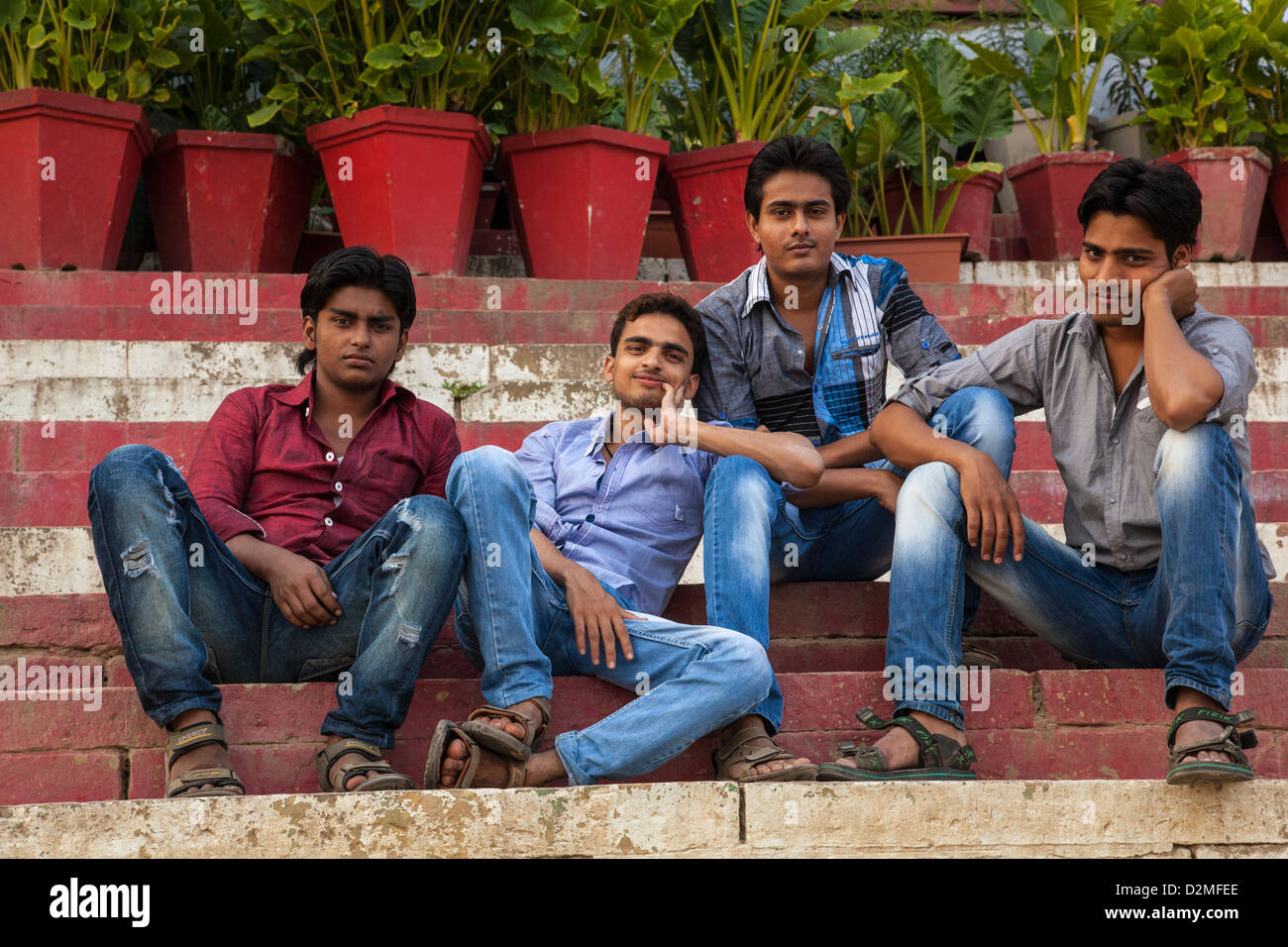 group of Indian men, posing for the camera, Varanasi, India Stock Photo ...