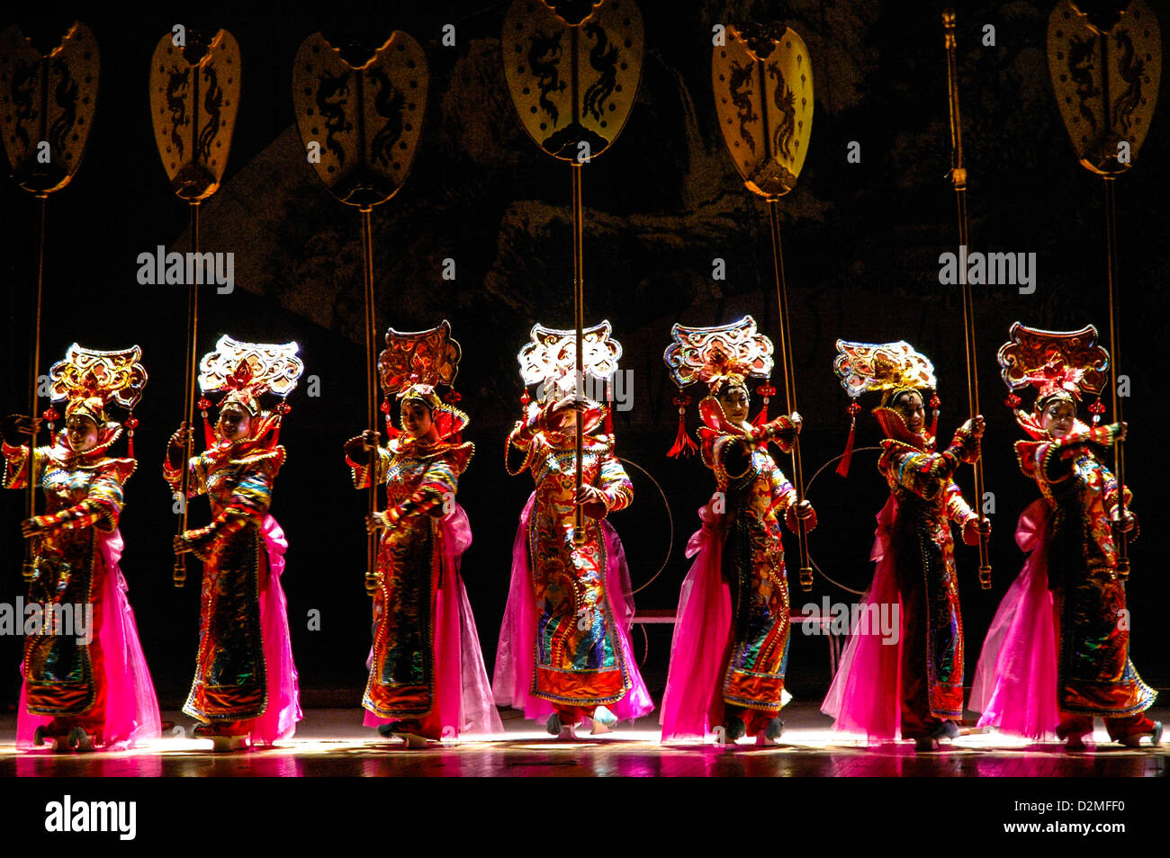 Dancers open the show of Chinese Acrobats, Beijing, China Stock Photo ...