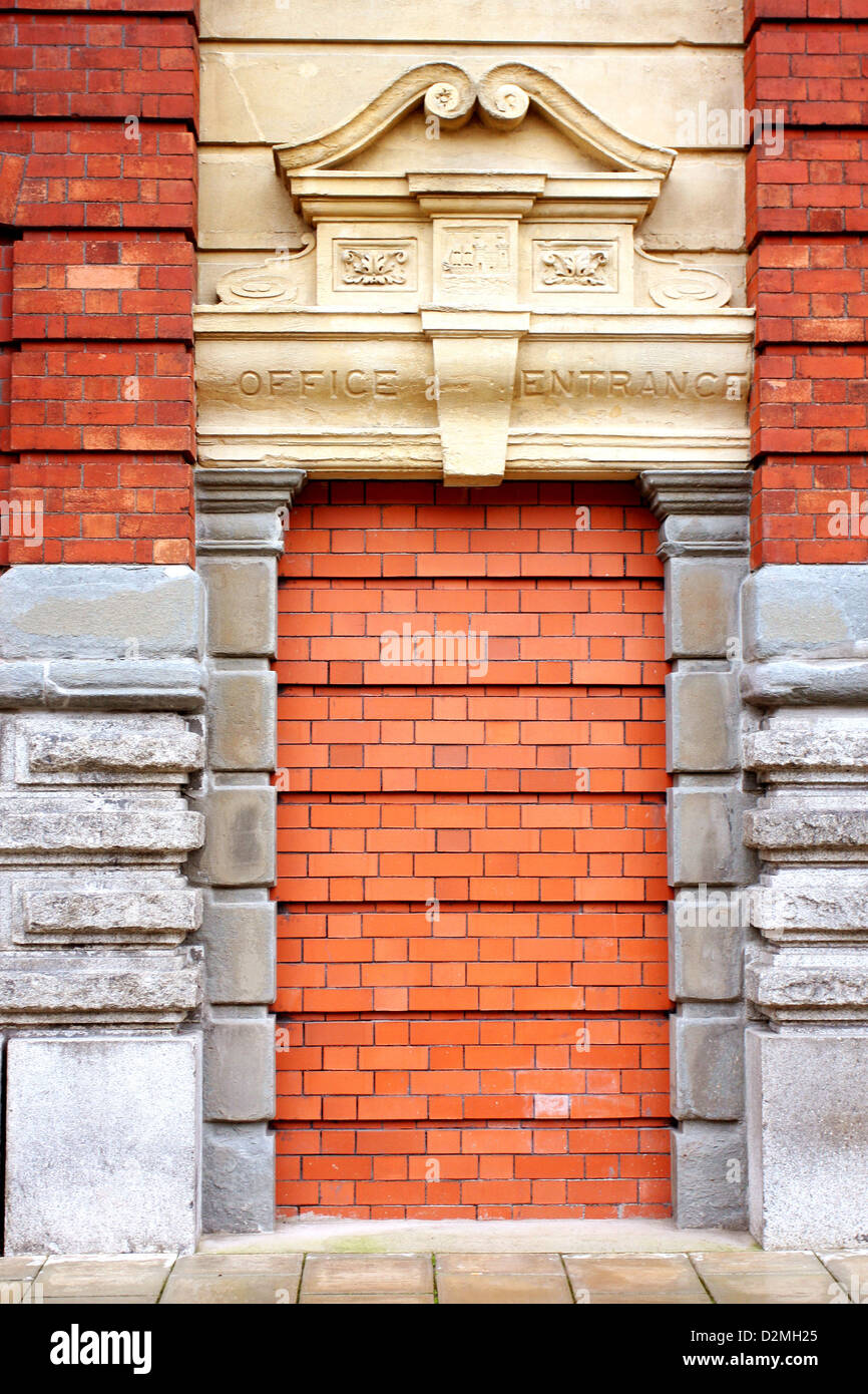 Office entrance bricked up, during the modernisation of an old office ...