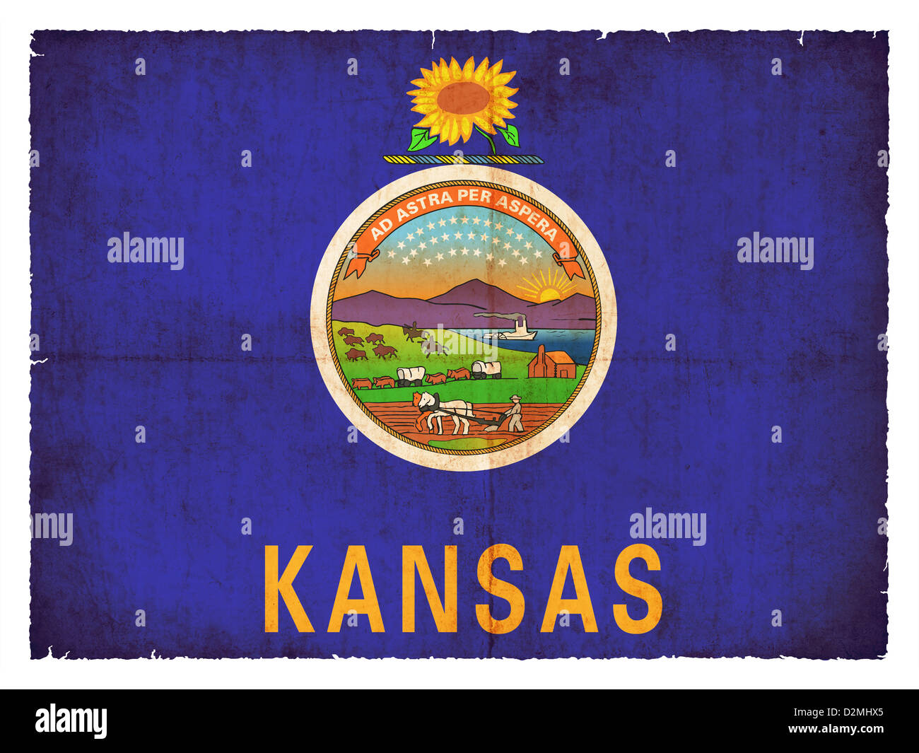 Flag of the US state Kansas created in grunge style Stock Photo - Alamy