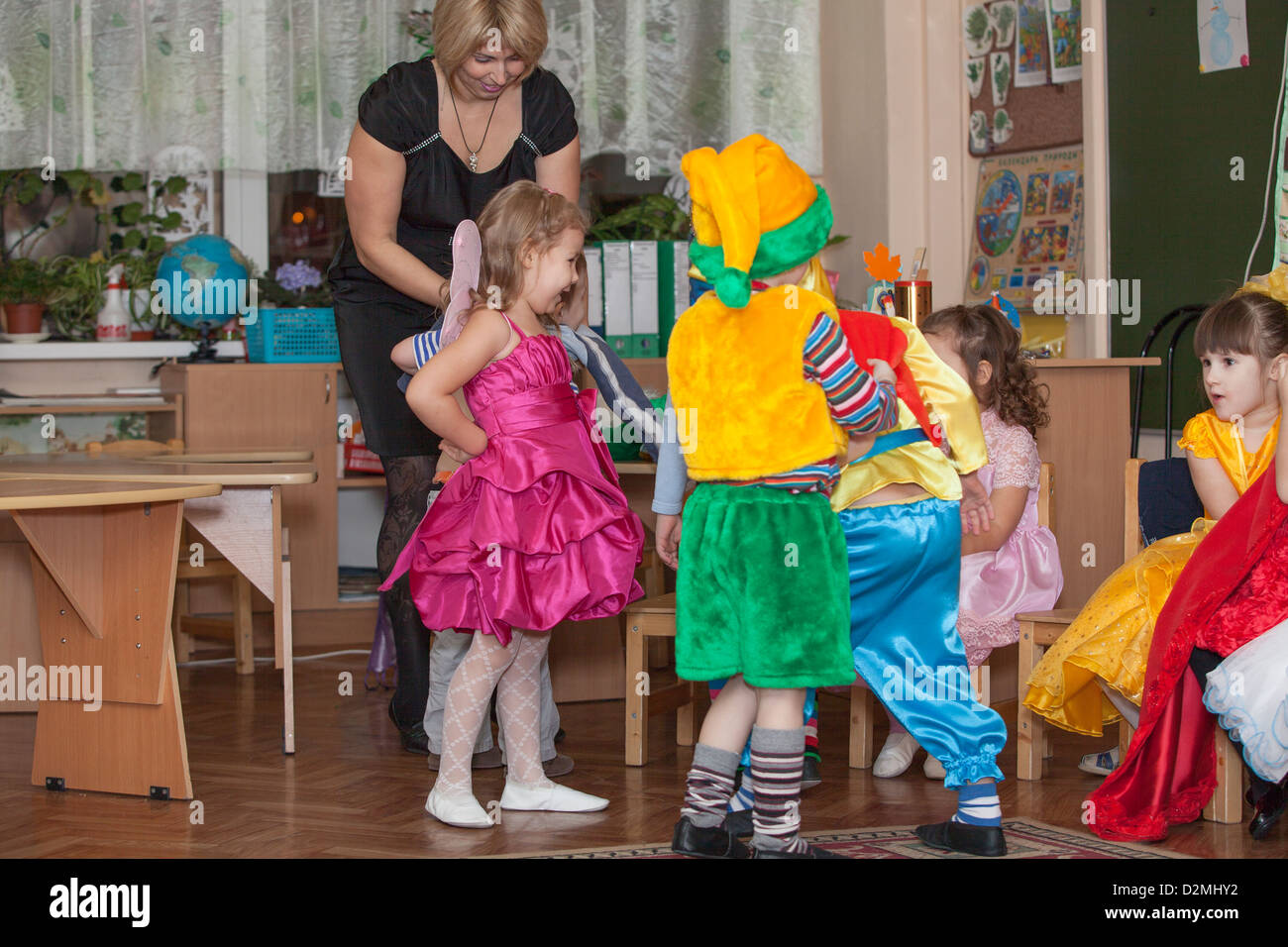 Reportage photos from Russian children kindergarten. Kids and parents ...