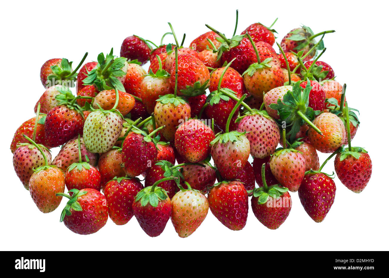 Pile of Young Strawberries on White Background Stock Photo - Alamy