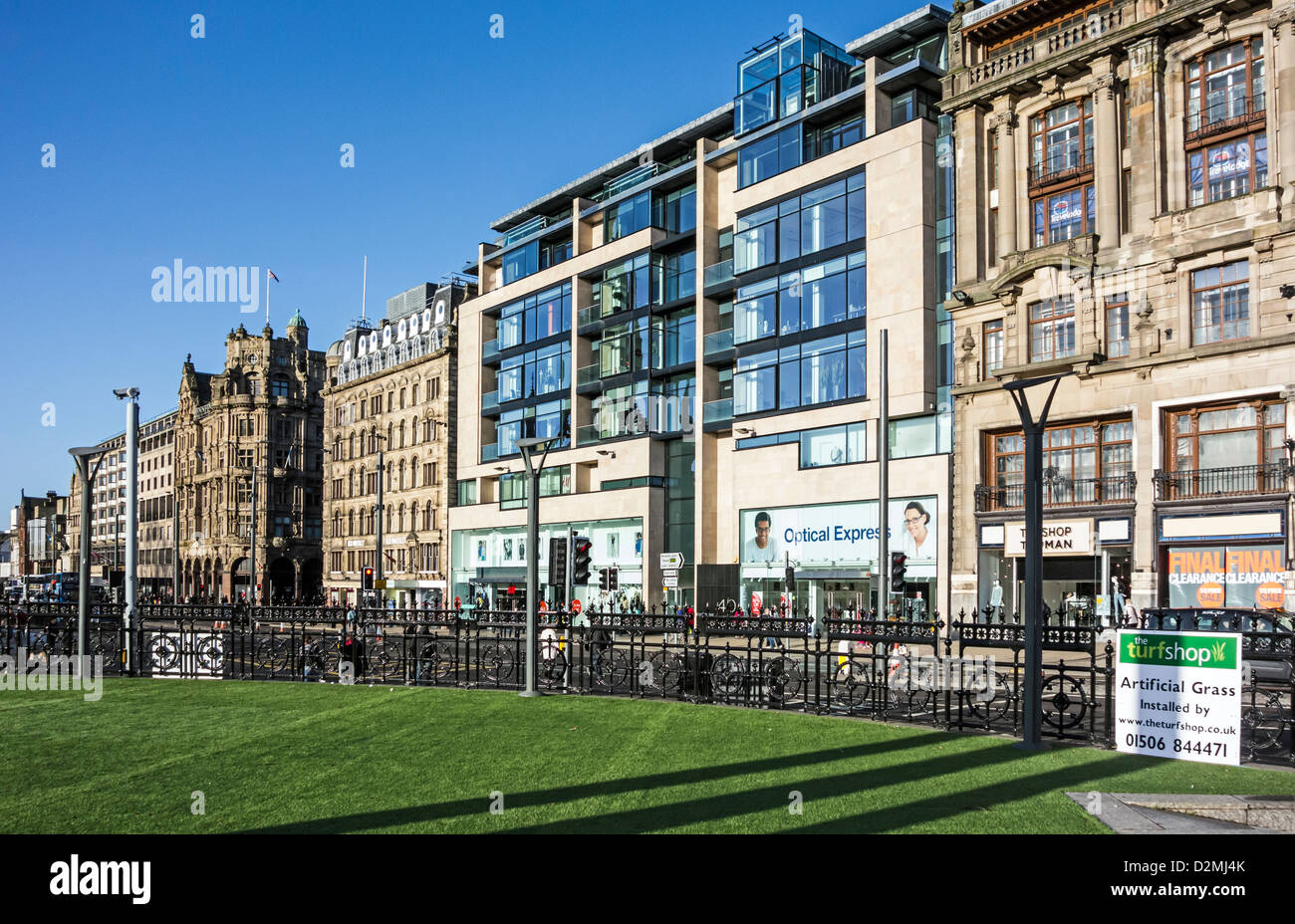 New artificial grass laid on top of Princes Mall in Edinburgh with ...