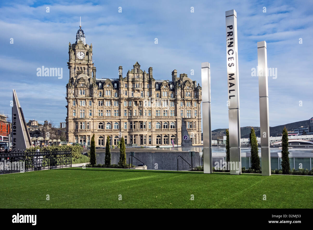 The Balmoral hotel and Princes Mall sign in central Edinburgh Scotland ...