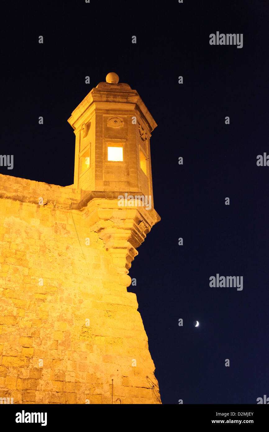 A Vedette or listening watchtower on Senglea Bastion, Grand Harbour ...