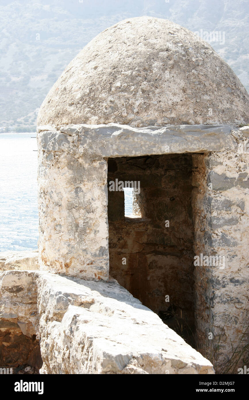 This lookout or sentry listening post is built on Spinalonga island, an ...