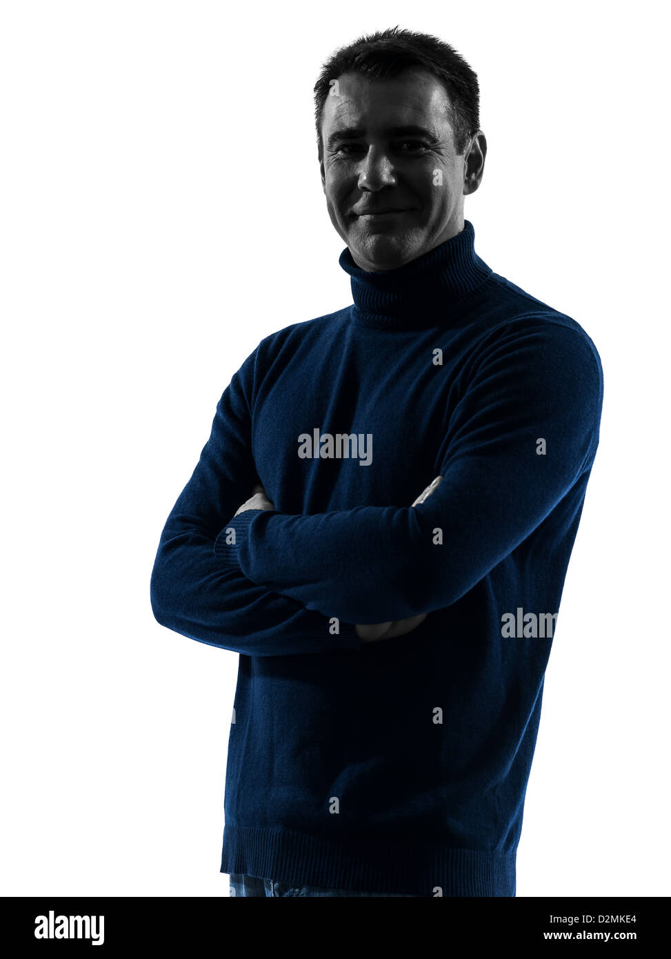 one man smiling friendly portrait in silhouette studio isolated on ...