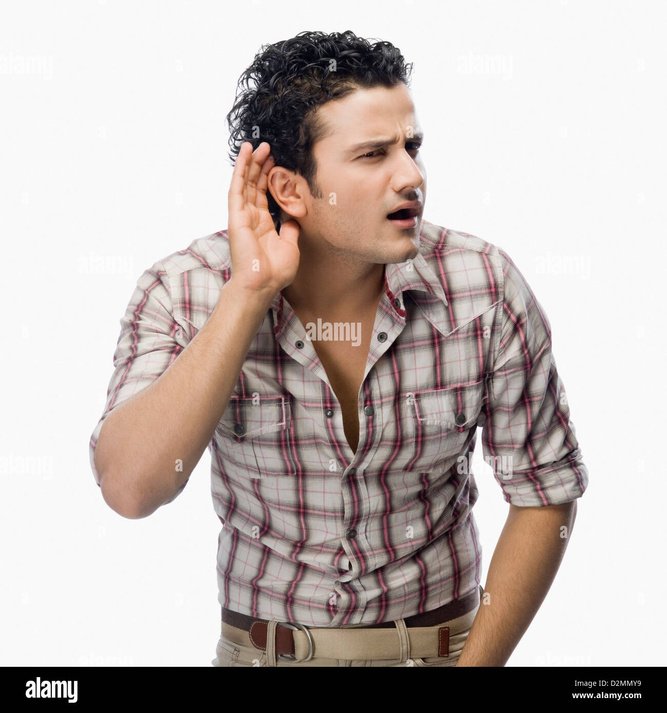 Hand cupped to ear hi-res stock photography and images - Alamy
