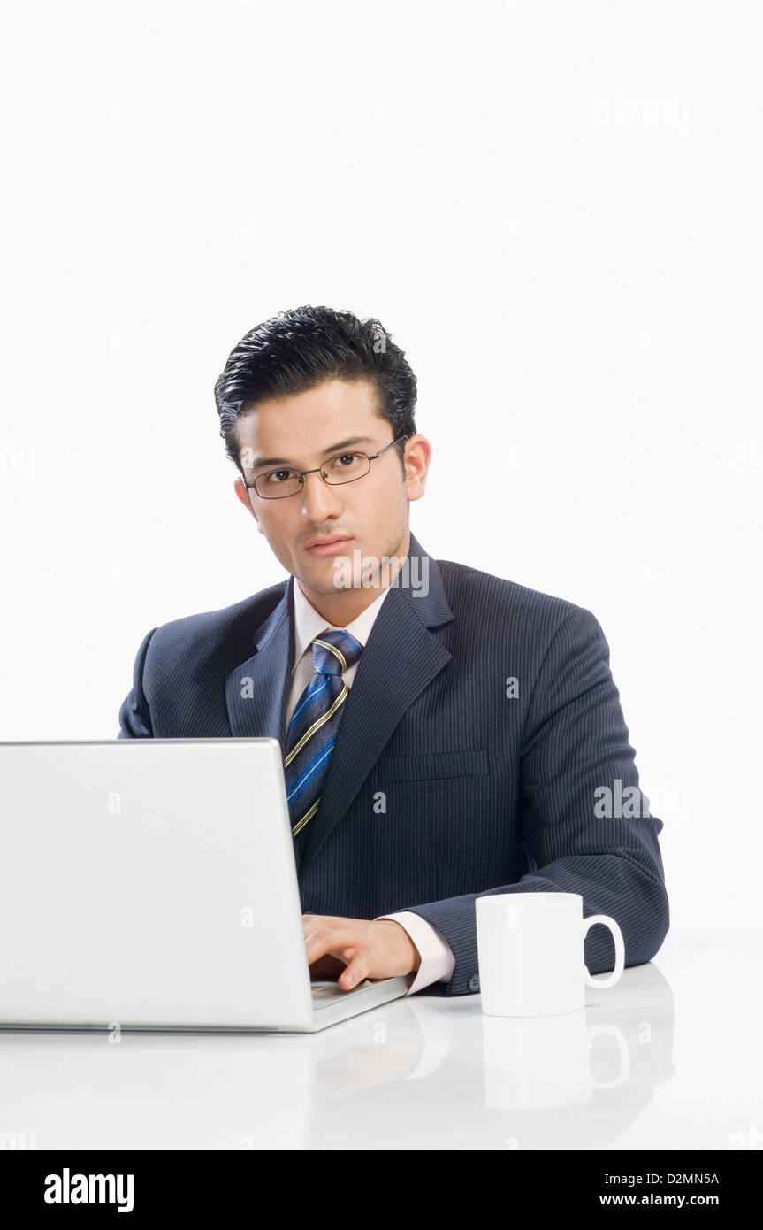 Man computer desk working Cut Out Stock Images & Pictures - Alamy