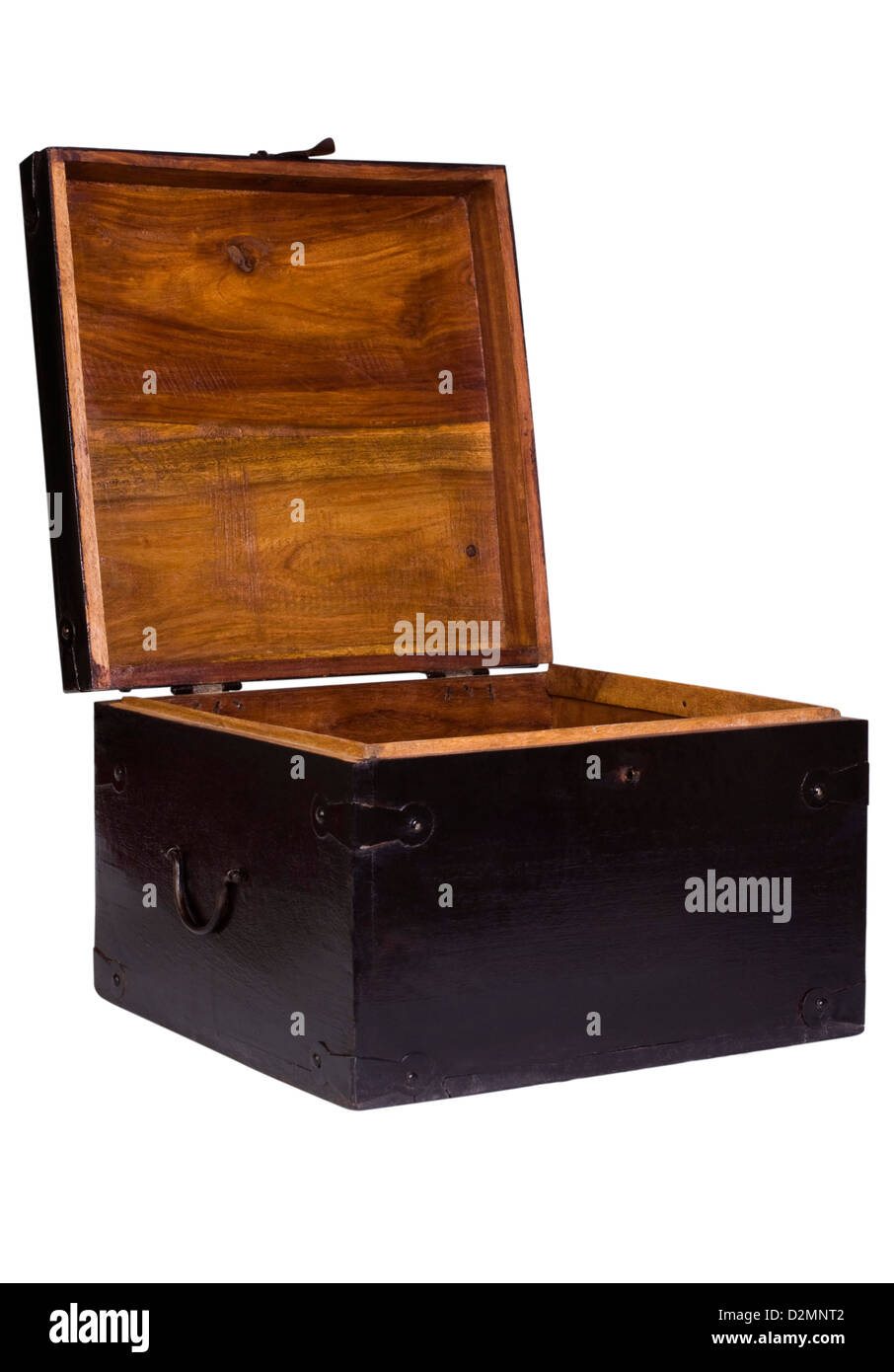 Close-up of an open wooden trunk Stock Photo - Alamy