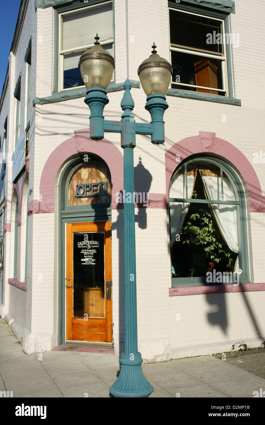 Lamp post on a street corner in Bellingham, Washington State, USA Stock ...