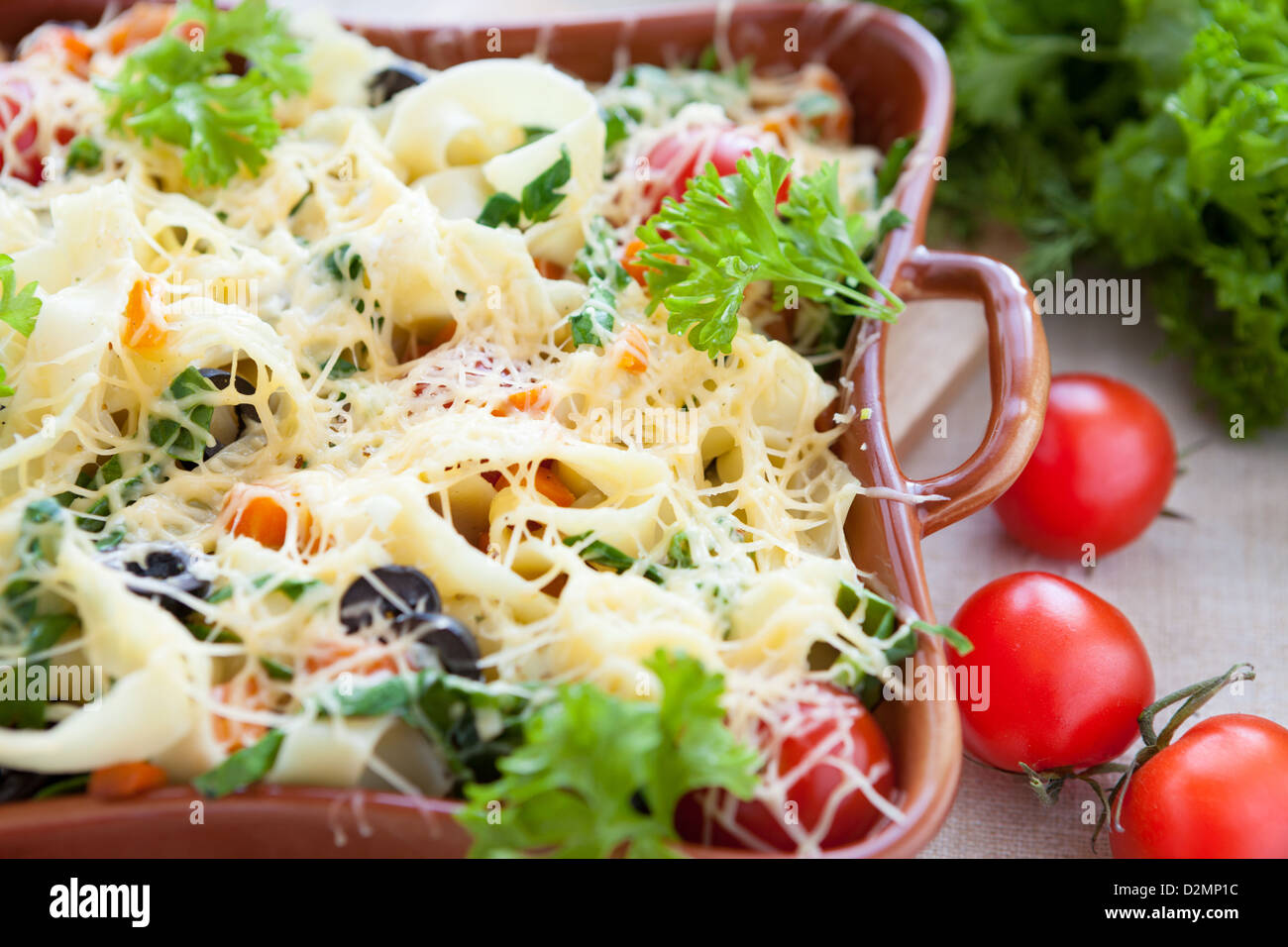 flavored homemade pasta, and tomato Stock Photo - Alamy
