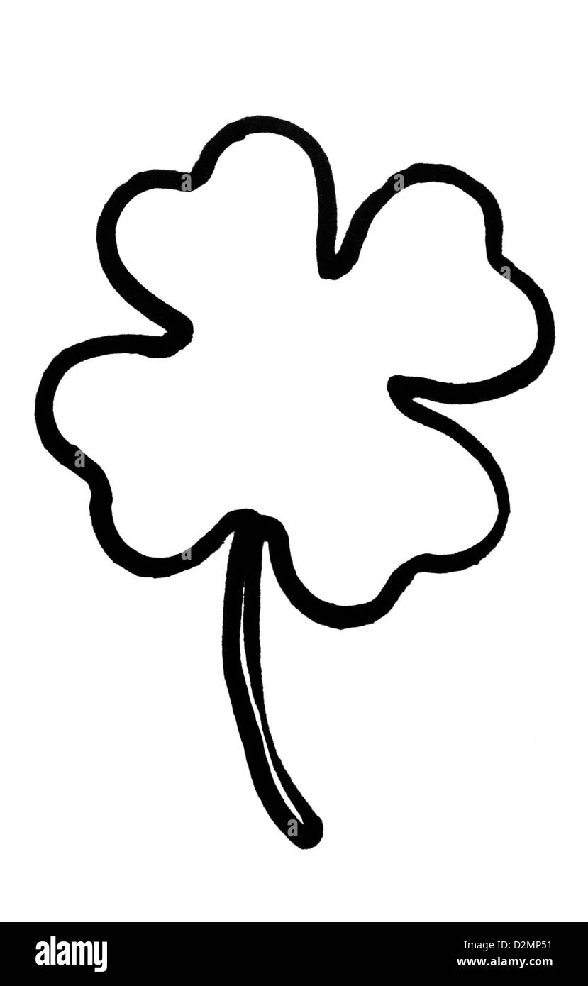 Outline of a four leafed clover Stock Photo - Alamy