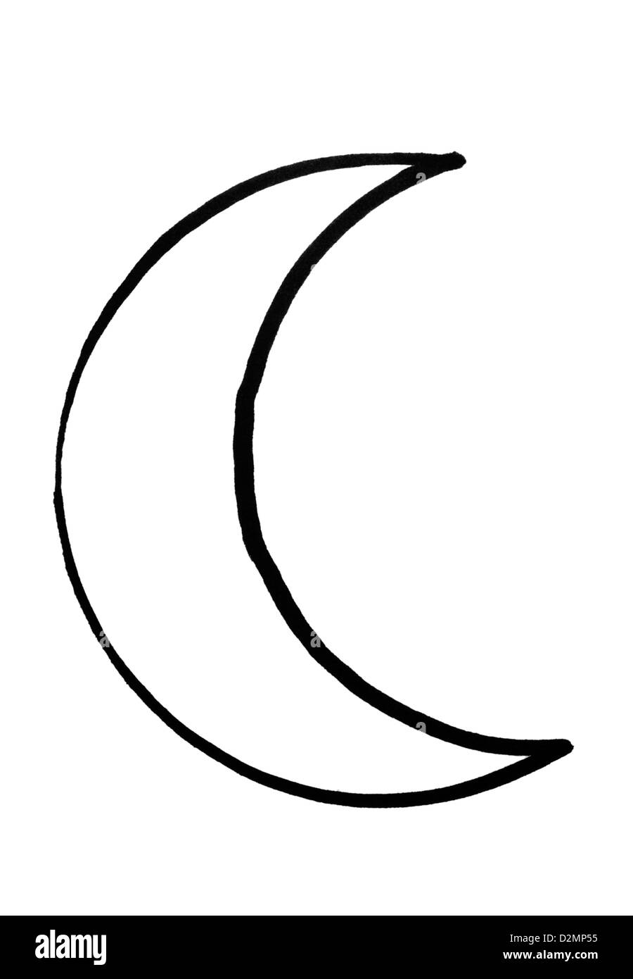 Outline of crescent moon Stock Photo - Alamy