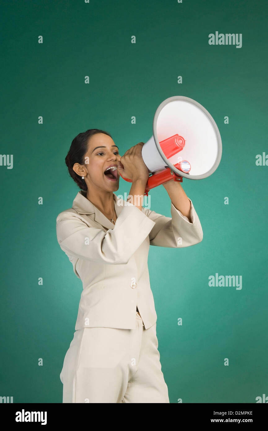 Woman announcing megaphone marketing hi-res stock photography and ...