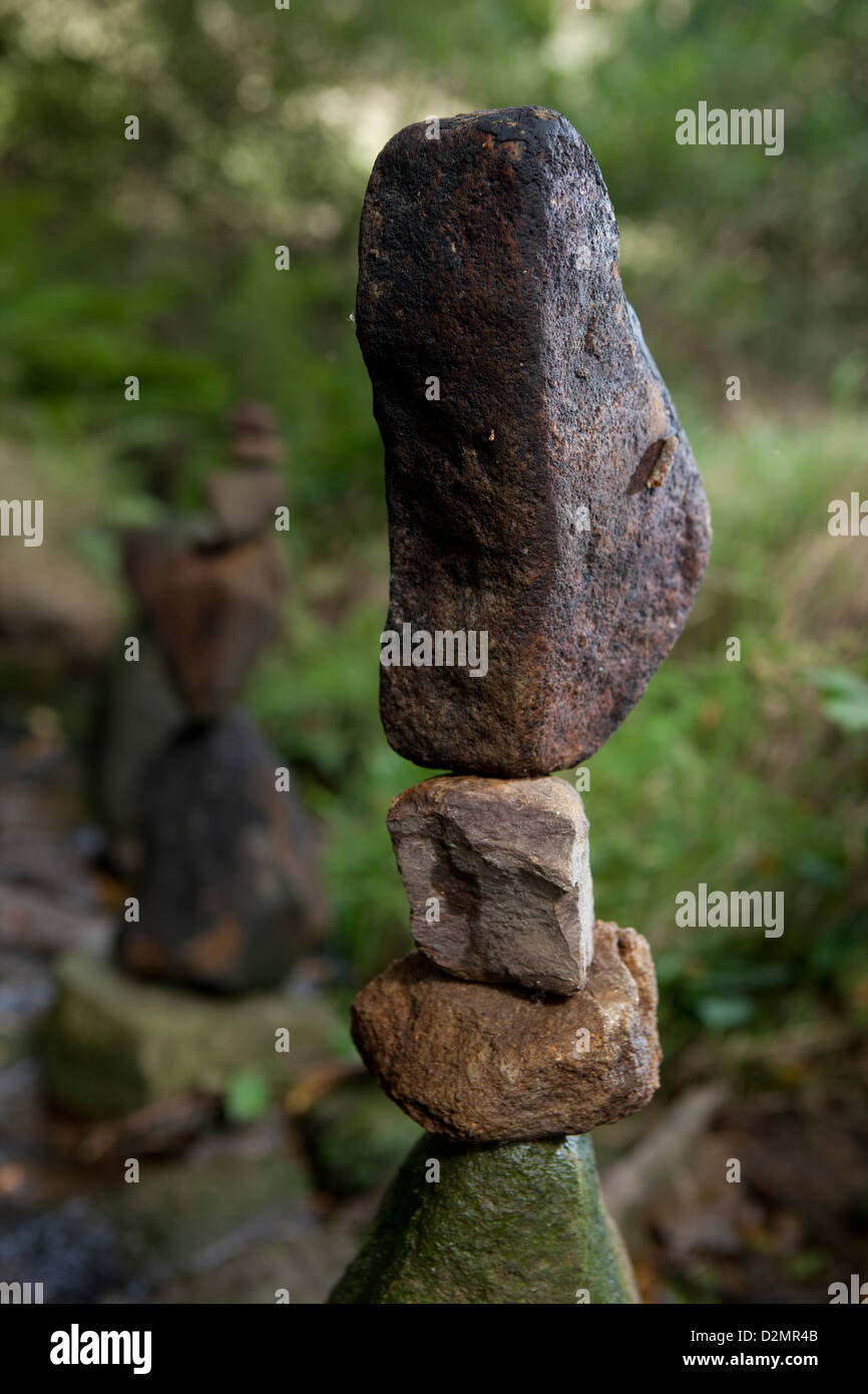 Rock balancing at a country park Stock Photo - Alamy