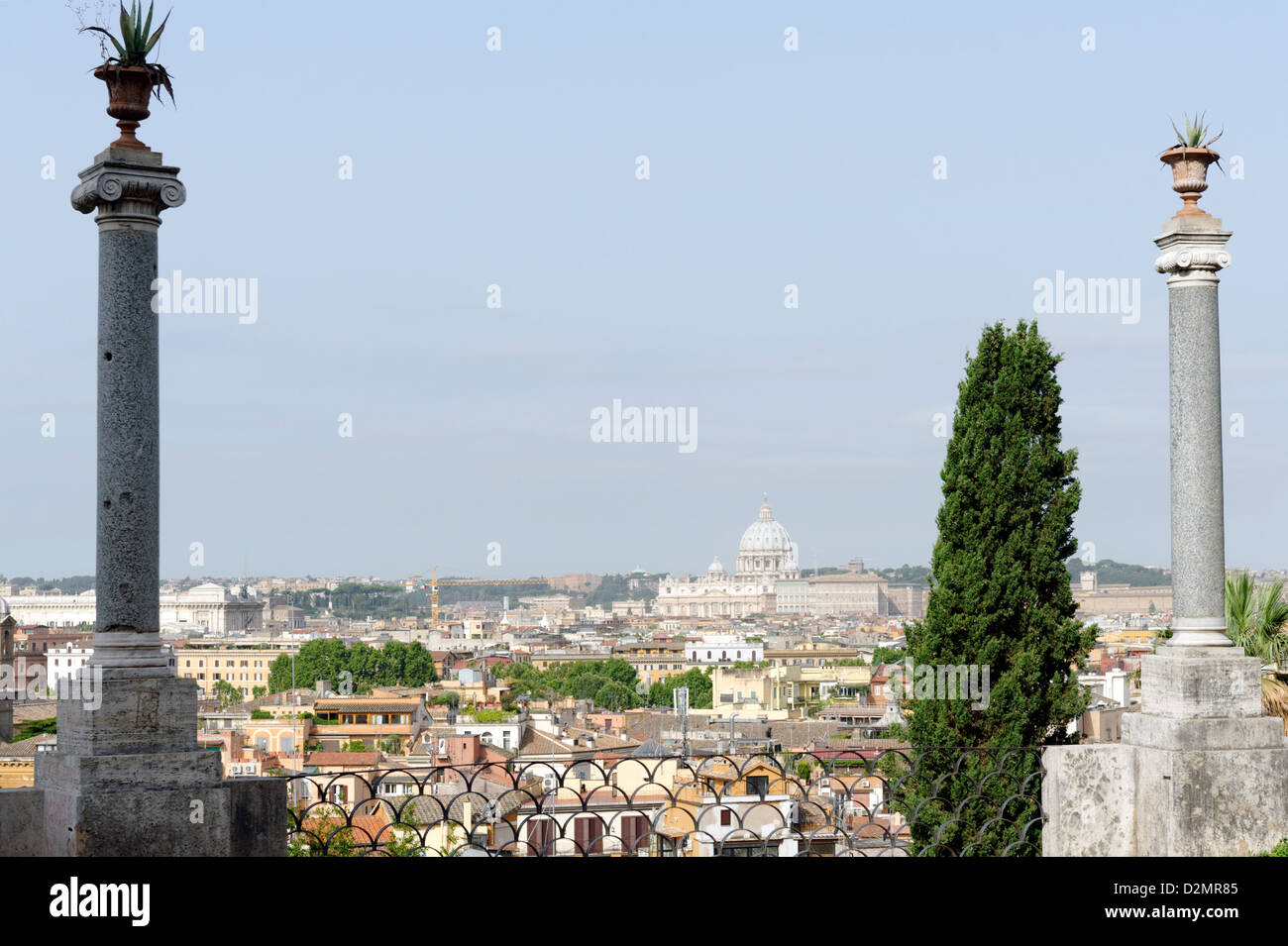 Rome. Italy. View from Pincio Pinician Hill of Rome skyline dominated ...