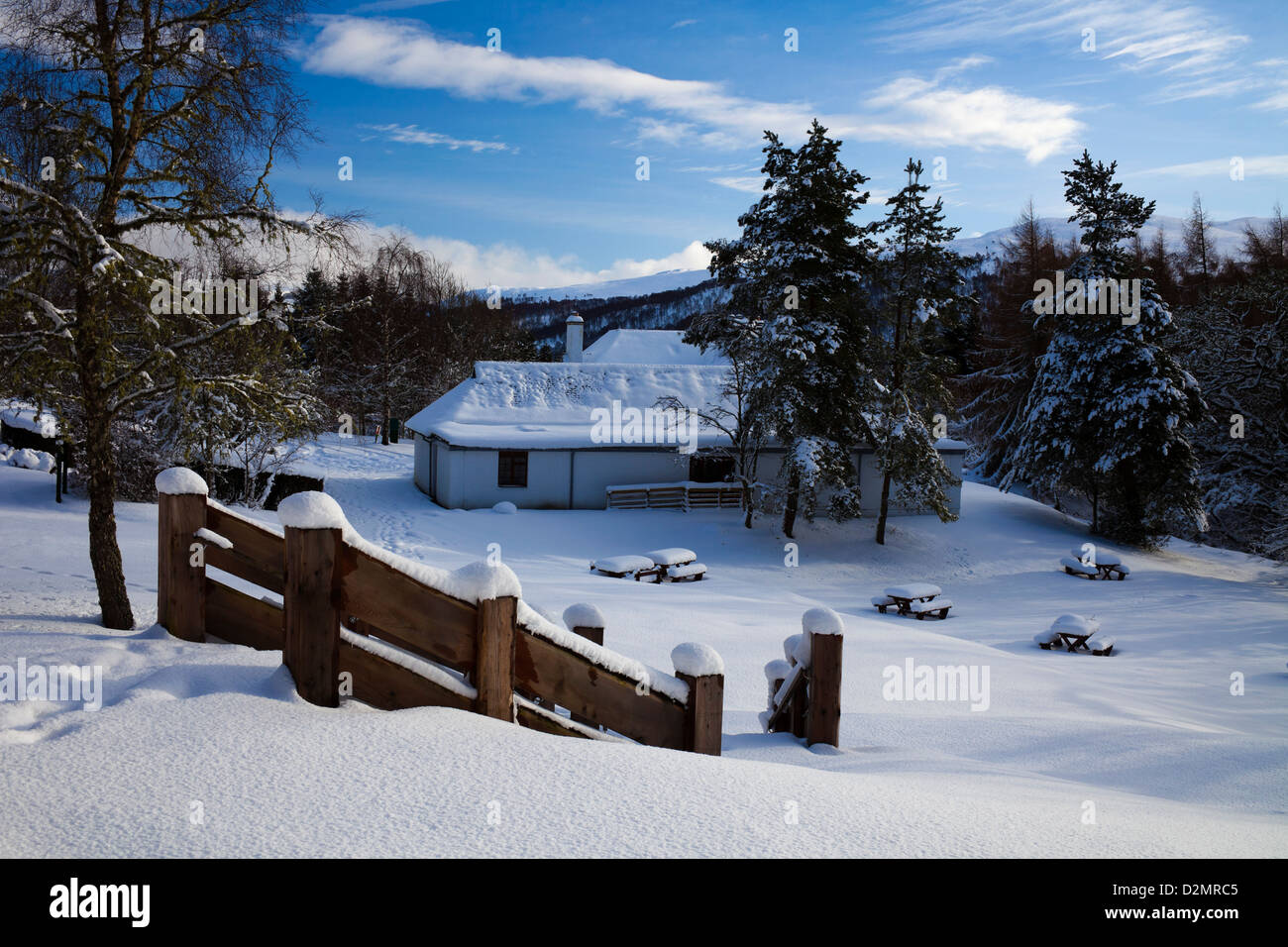 Queens View visitor Centre car park covered in deep snow, Perthshire ...
