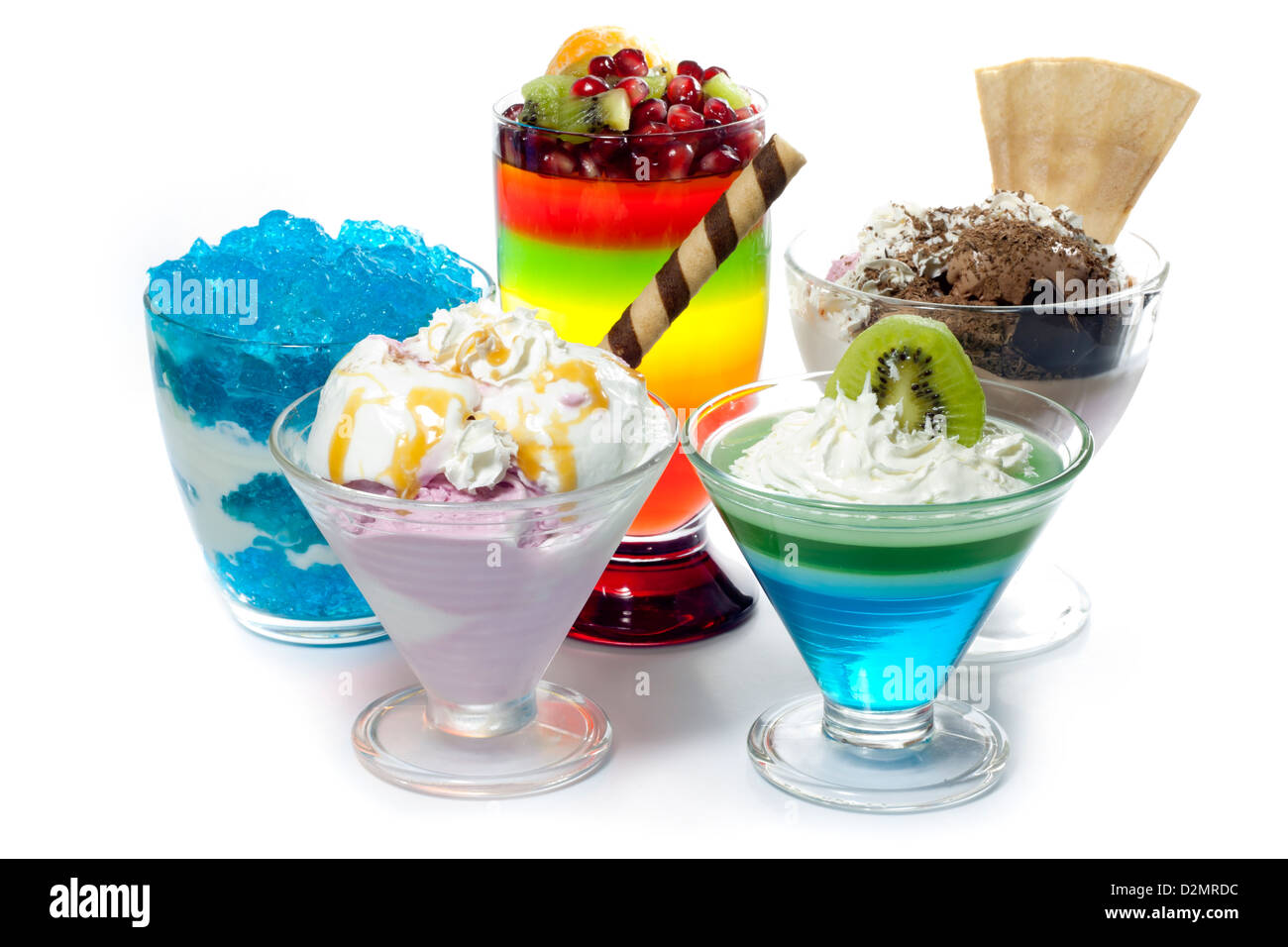 Colorful desserts with jelly and ice cream mixed assortment Stock Photo ...
