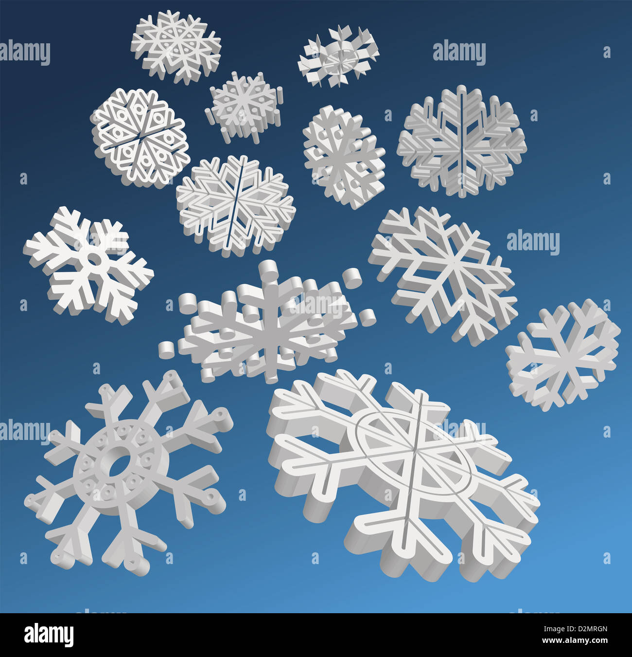 Falling 3D snowflakes. Vector Stock Photo - Alamy