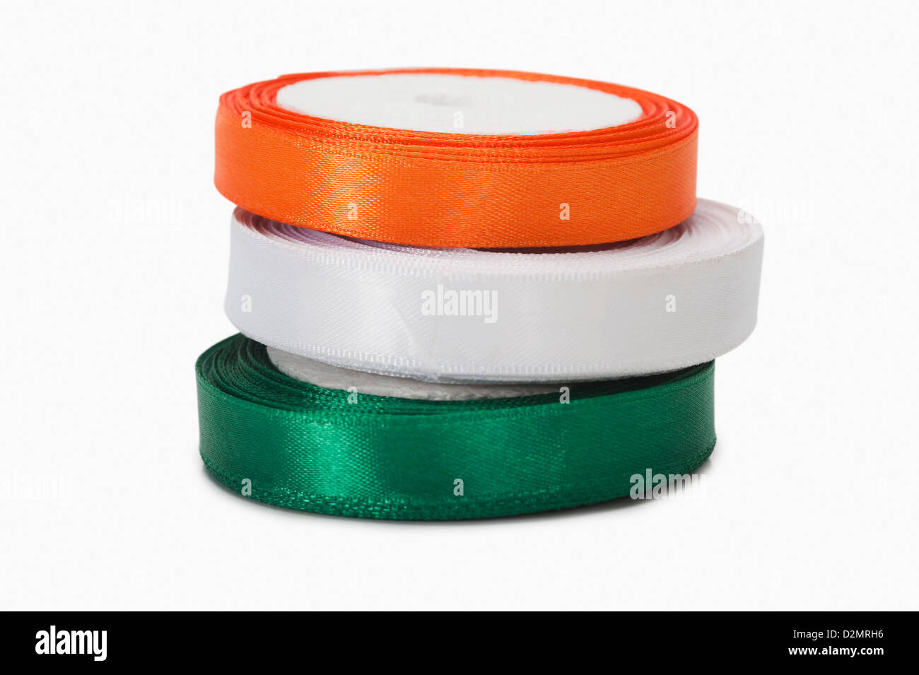 Stack of ribbons representing Indian flag colors Stock Photo - Alamy