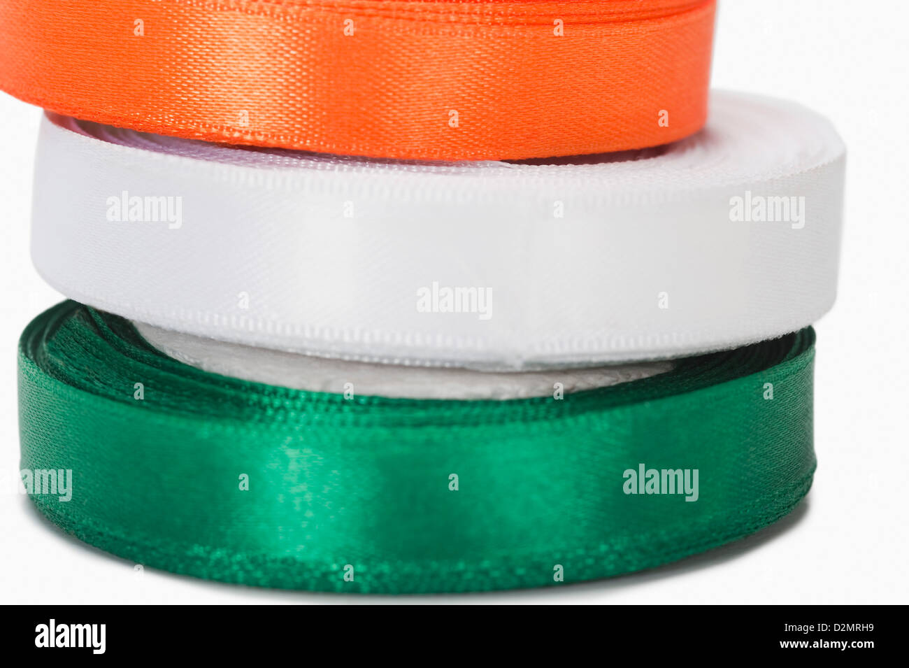 Stack of ribbons representing Indian flag colors Stock Photo - Alamy