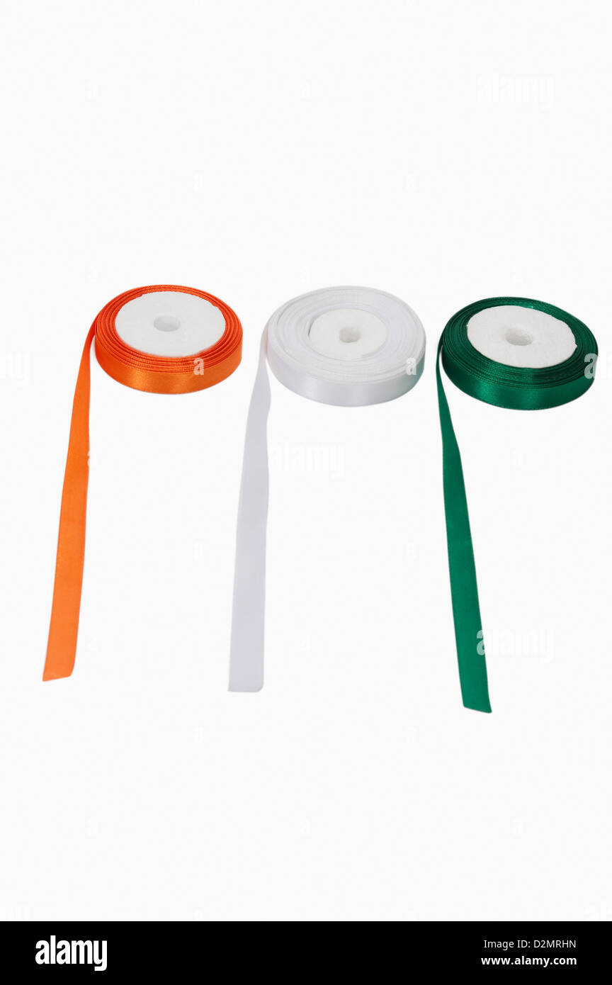 Ribbons representing Indian flag colors Stock Photo - Alamy