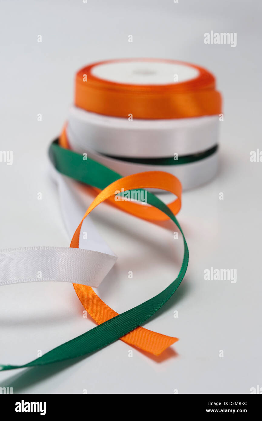 Ribbons representing Indian flag colors Stock Photo - Alamy