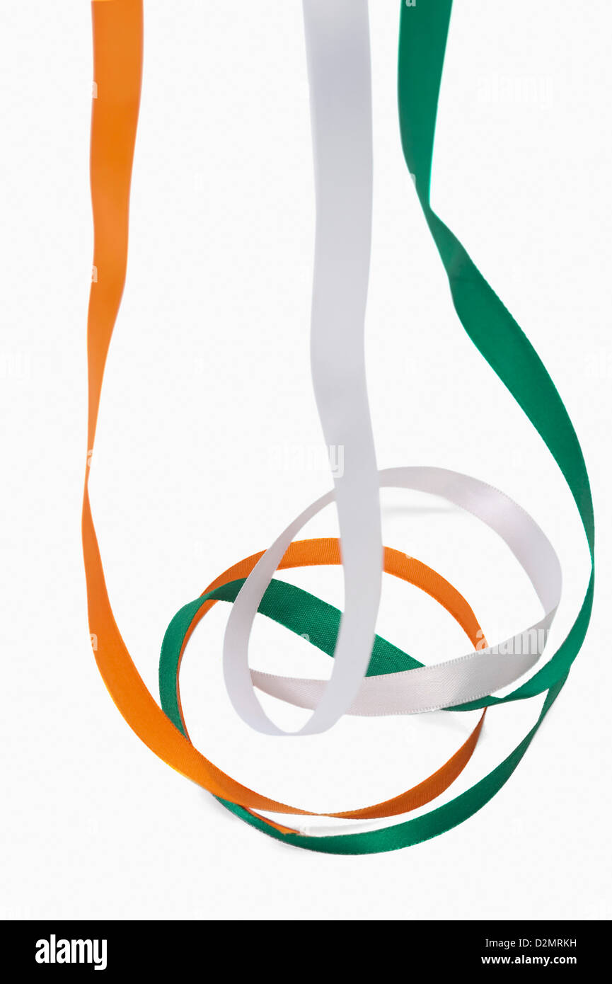 Ribbons representing Indian flag colors Stock Photo - Alamy