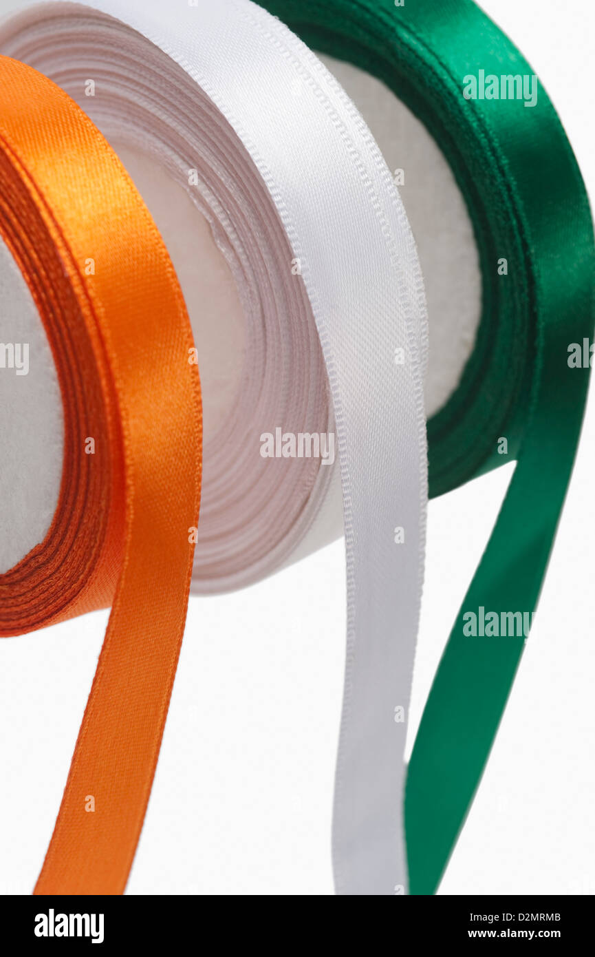 Ribbons representing Indian flag colors Stock Photo - Alamy