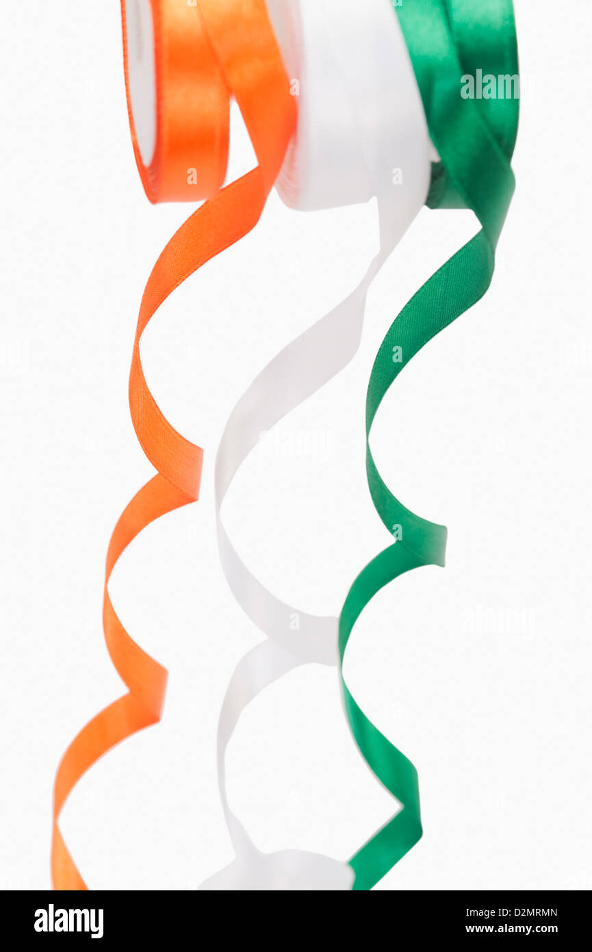 Ribbons representing Indian flag colors Stock Photo - Alamy