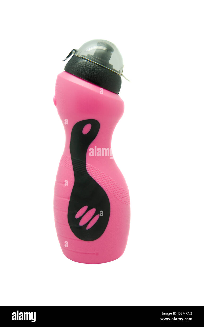 Pink water bottle isolated on a white background Stock Photo - Alamy